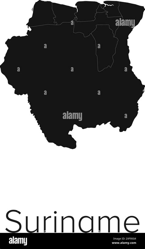 Suriname Map Vector Illustration Silhouette Outline Suriname Travel And Tourism Map Stock