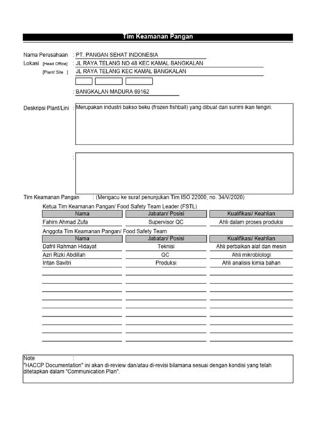 Haccp Worksheet 1 Pdf