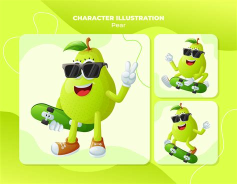 Cute Pear Characters Skateboarding 47157818 Vector Art At Vecteezy