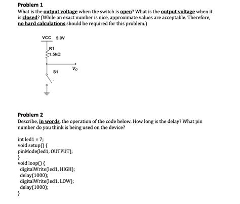 Solved Problem What Is The Output Voltage When The Switch Chegg Com