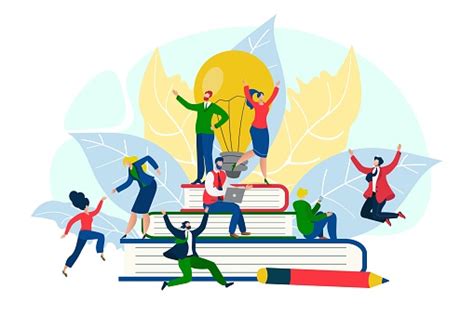 만화 아이디어 전구 벡터 일러스트에 만족 하는 비즈니스 팀에서 창조적 인 사람 성공 팀워크 컨셉의 사업가 여성 캐릭터 중간 규모에 대한 스톡 벡터 아트 및 기타 이미지