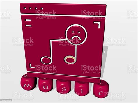 3d 그래픽 이미지와 상단 관점에서 금속 입방 문자로 만든 텍스트와 함께 수직으로 음악의 3d 그래픽 이미지 개념 프리젠 테이션