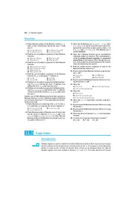 Lecture 14 2 Applied Math Boolean Logic 822 12 Boolean Algebra