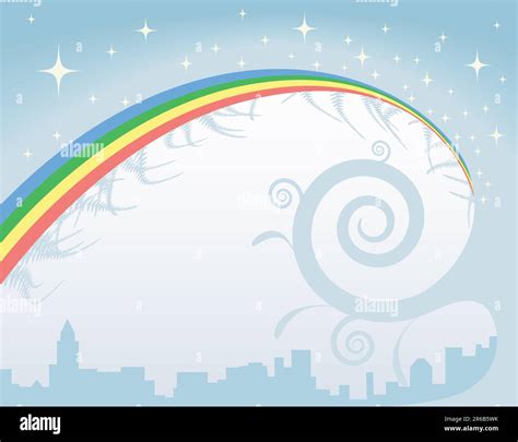 Abstract Editable Vector Background With Stars And Rainbow Stock Vector