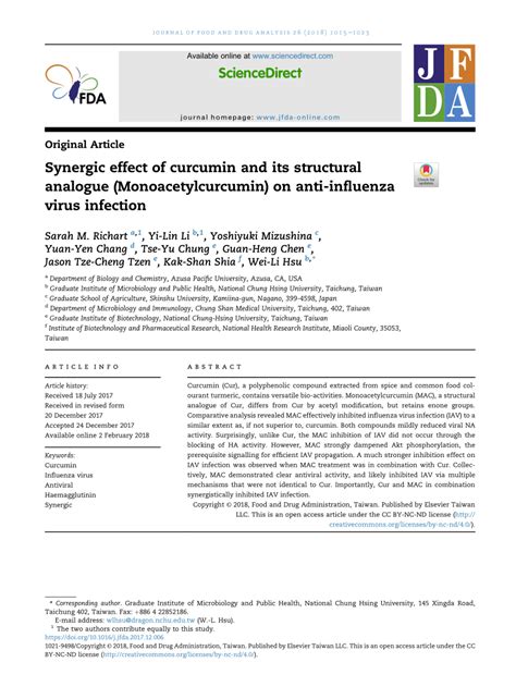 Pdf Synergic Effect Of Curcumin And Its Structural Analogue