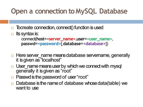 interface python with mysql connectivity pptx