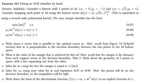 Solved Exercise 141 Fitting An Svm Classifier By Hand