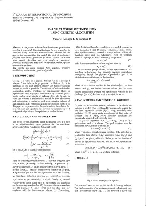 Pdf Valve Closure Optimization Using Genetic Algorithm