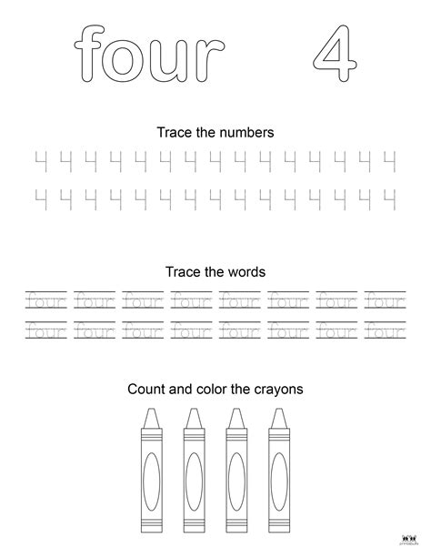 Number 4 Tracing Worksheets 15 Free Pages Printabulls