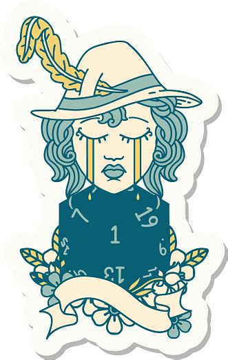 자연 1 D20 롤을 가진 우는 인간 음유 시인의 스티커 가수에 대한 스톡 벡터 아트 및 기타 이미지 가수 굴리기 깃털