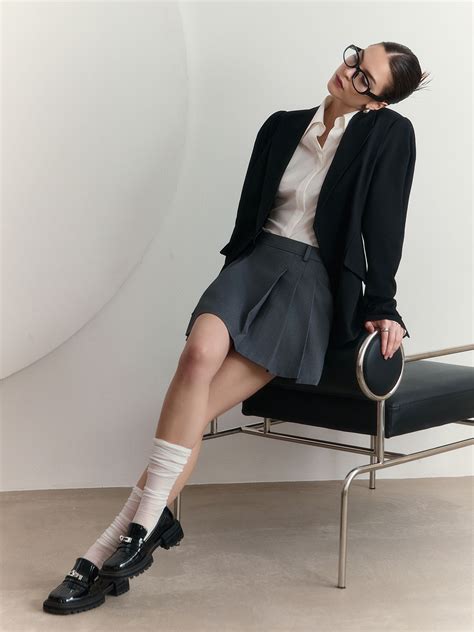 Mini Skirt With Large Pleats On The Sides And A Belt Lichi Online