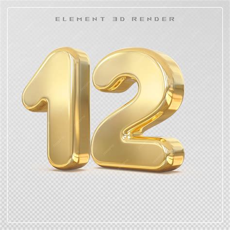 Premium Psd Gold 3d Number 12
