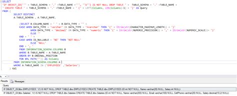 Generate Table Creation Script Using For Xml Clause With Path Mode Dbsnails Blog