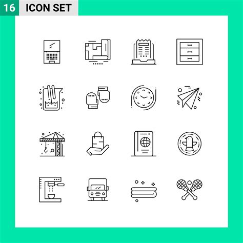 16 thematic vector outlines and editable symbols of interior cabinets