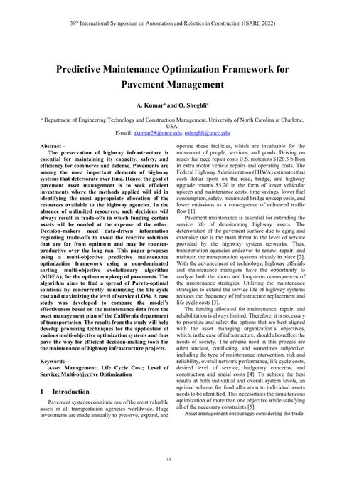 Pdf Predictive Maintenance Optimization Framework For Pavement Management