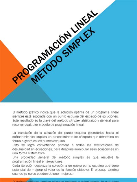 Programación Lineal Método Simplex Pdf Programación Lineal Matemáticas