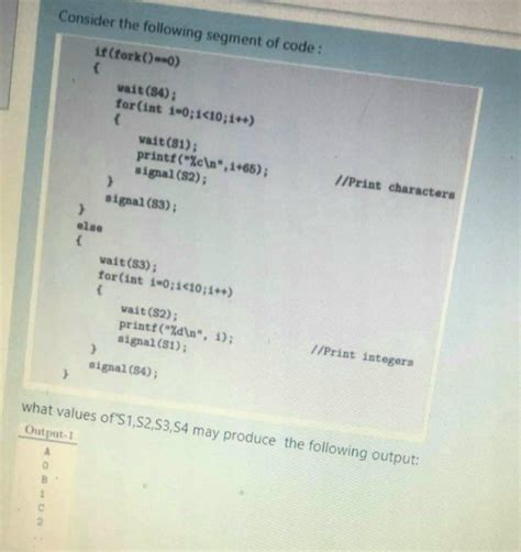 Solved Consider The Following Segment Of Code If Fork 0