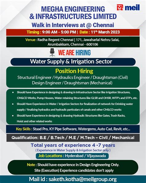 Megha Engineering And Infrastructures Ltd Meil On Linkedin Hiring