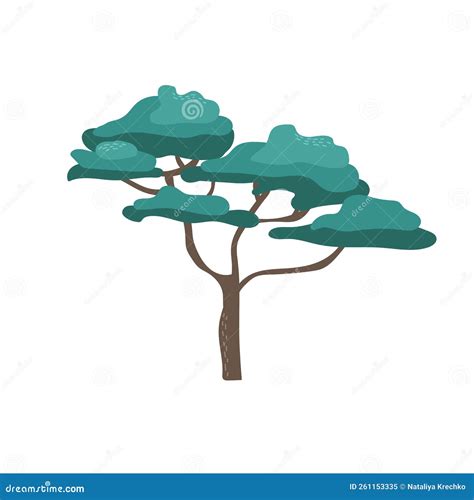 African Acacia Tree With African Buffalo Silhouette For Safari