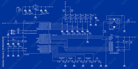 Schematic Diagram Of Electronic Device Vector Technical Drawing Electrical Circuit With