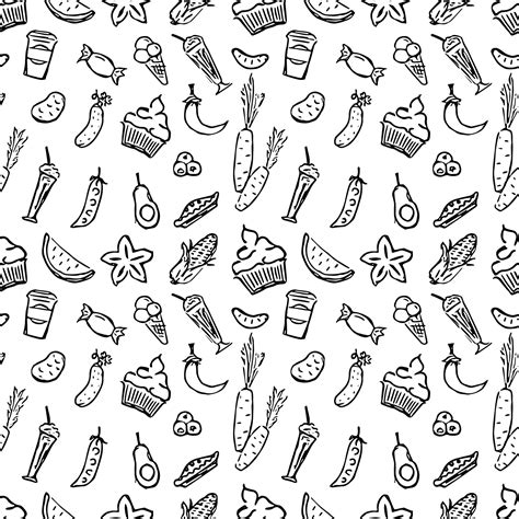 Seamless Pattern With Food Icons Doodle Food Pattern Food Background 22863812 Vector Art At