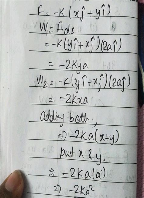A Force F Y I X I Acts On A Particle Moving In The X Y Plane Starting From The Origin The