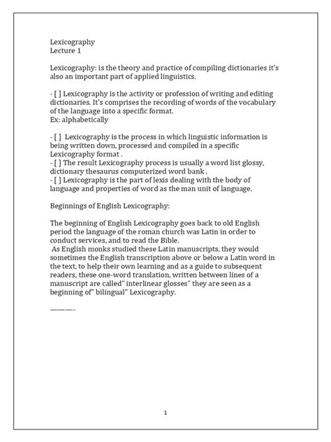 Lexicography All The Lectures Pdf Lexicography Dictionary