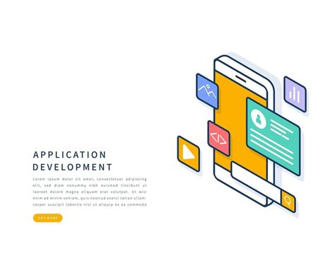 Mobile Application Development Concept Vector Isometric Flat Line