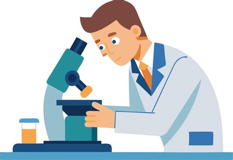 Scientist Examining Sample Under Microscope In Laboratory Illustration 50070320 Vector Art At