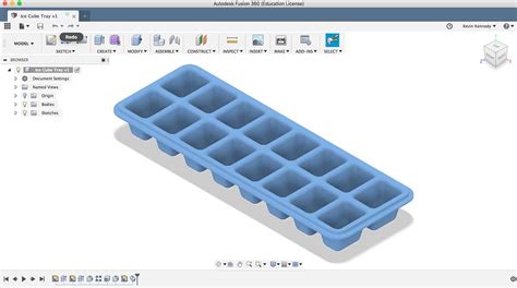 Learn Autodesk Fusion 360 In 30 Days Video Day 5 3d Model Ice Cube Tray