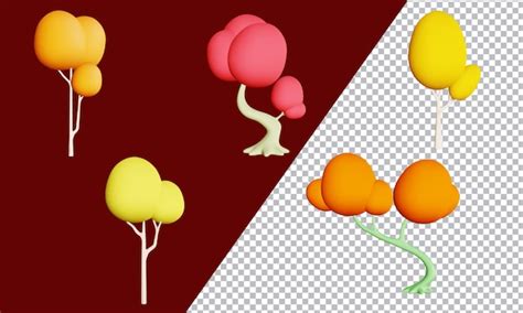 Premium Psd 3d Rendering Cartoon Tree Collection