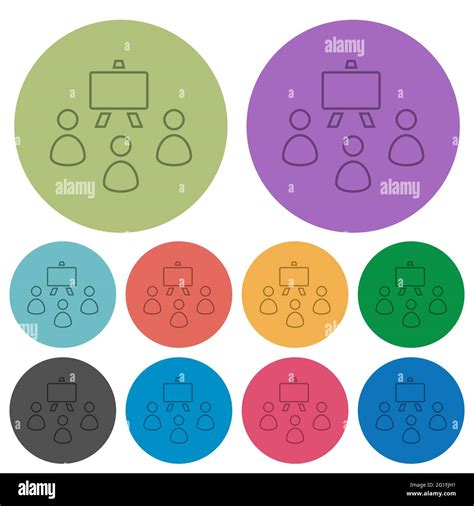 Classroom Outline Darker Flat Icons On Color Round Background Stock Vector Image And Art Alamy