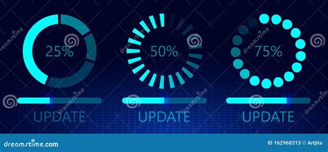 Set Of Software Update On Cyberspace Loading Process Concept Stock Vector Illustration Of