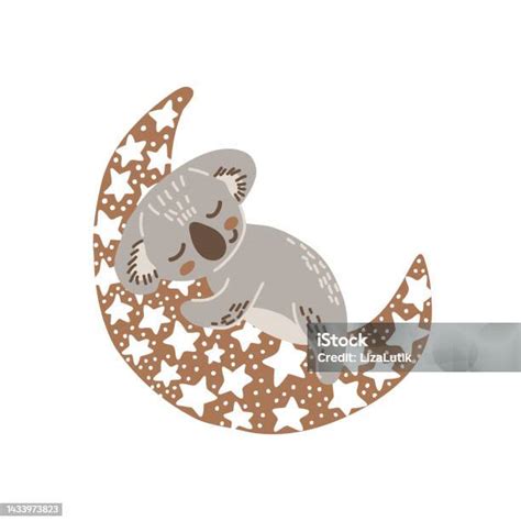 사랑스러운 잠자는 코알라 손으로 그린 벡터 일러스트 레이 션 갈색에 대한 스톡 벡터 아트 및 기타 이미지 갈색 곰 곰 새끼 Istock