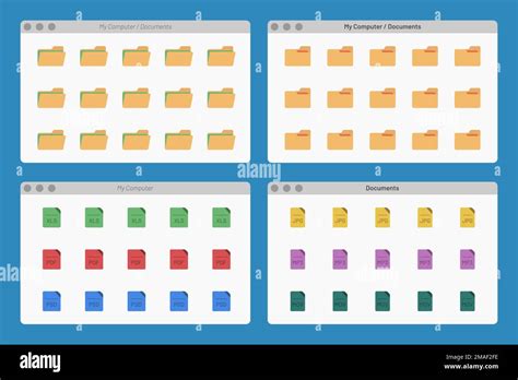 Desktop Interface Window With Folder And File Format  Pdf Isolated Simple Ui Vector Flat