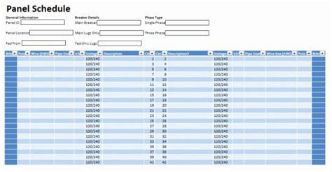 Printable Panel Schedule Template Printable Panel Schedule Template