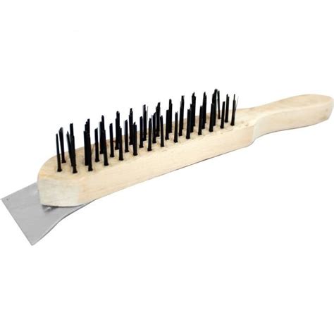 Телена четка със скрепер за почистване на скара 4 реда Dekton 310 мм дървена дръжка Dt85960