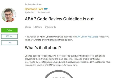 Novel Way On Linkedin Abap Code Review Guideline Is Out