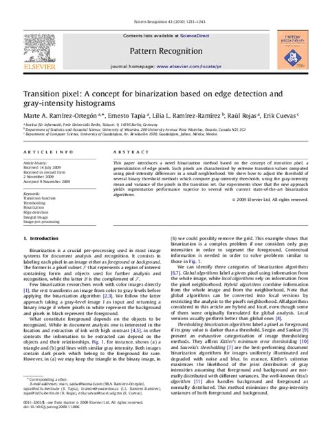 Pdf Transition Pixel A Concept For Binarization Based On Edge Detection And Gray Intensity