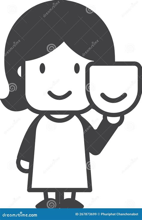 Female Actress Character Illustration In Minimal Style Stock Vector