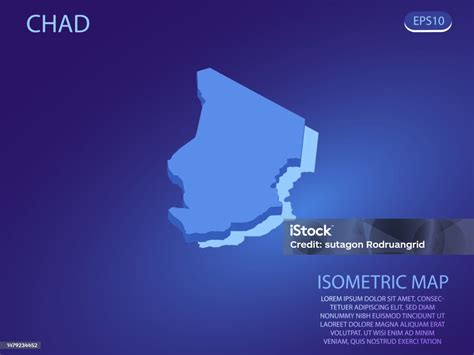 차드의 아이소메트릭 지도 파란색 배경에 현대적인 벡터입니다 인포그래픽을 위한 격리된 3d 아이소메트릭 개념 벡터 그림입니다 주당