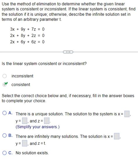 solved use the method of elimination to determine whether