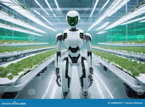 A High Quality Futuristic Image Of An Autonomous Agriculture Robot Stock Illustration