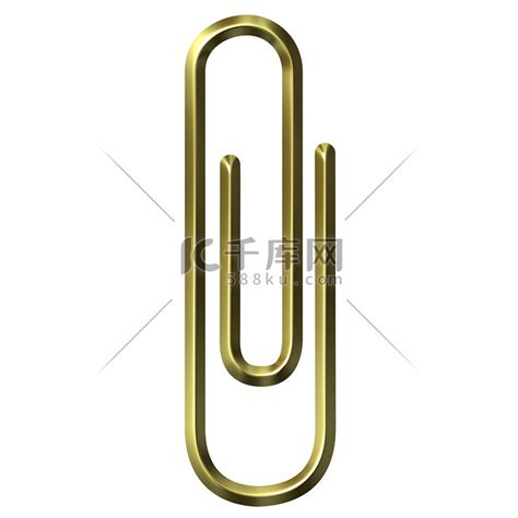 3D 金色回形针高清摄影大图 千库网