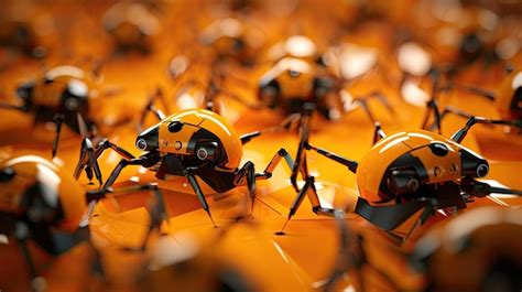 Swarm Robotics Cooperative Behavior Of Multiple Robots Solid Color Background Premium Ai