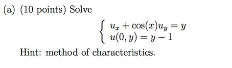 solved solve {u x cos x u y y u 0 y y 1 use an