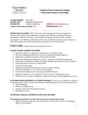 CSCI 1320 Syllabus Semester Summer 2022 Pdf Columbus State Community College Information