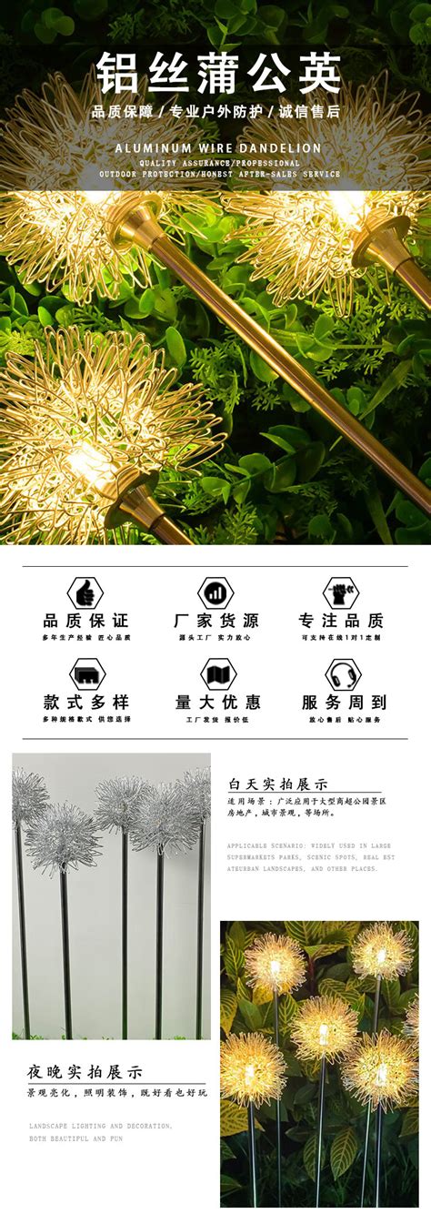 Led铝丝球蒲公英插地灯 户外防水花园亮化公园街道装饰发光草坪灯 阿里巴巴