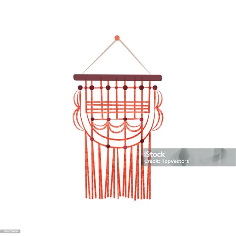 마크 라 메의 다채로운 아이콘입니다 수 제 벽 커튼 장식입니다 밝은 빨간색 면 코드 아트 제품에 의하여 이루어져 있다 텍스처와 평면 벡터 0명에 대한 스톡 벡터 아트 및