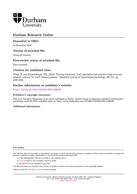 Pdf Getting Connected Both Associative And Semantic Links Structure Semantic Memory For Newly
